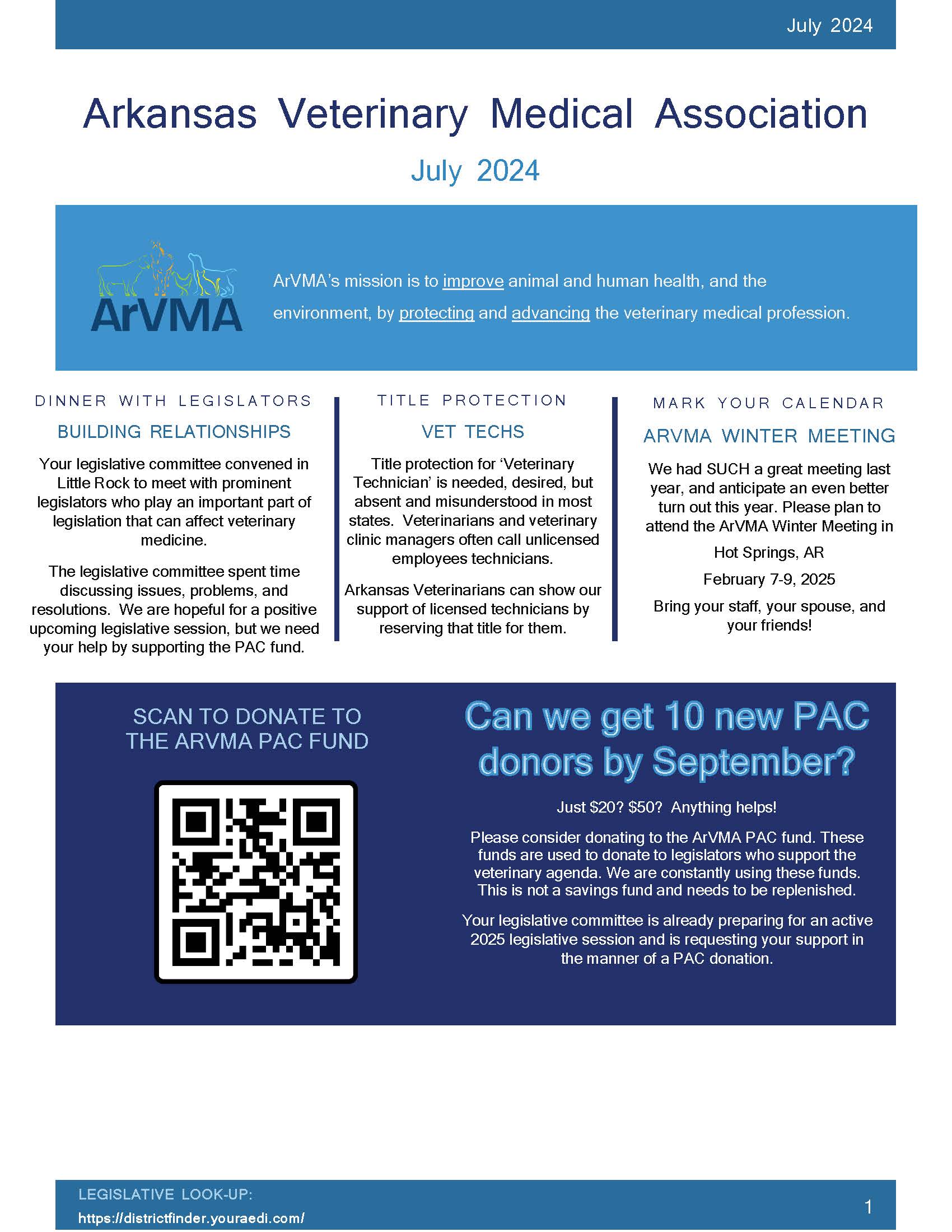 July ArVMA Update - Arkansas Veterinary Medical Association
