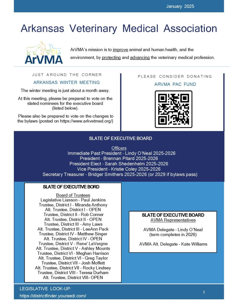 January Newsletter & Legislative Update - Arkansas Veterinary Medical ...